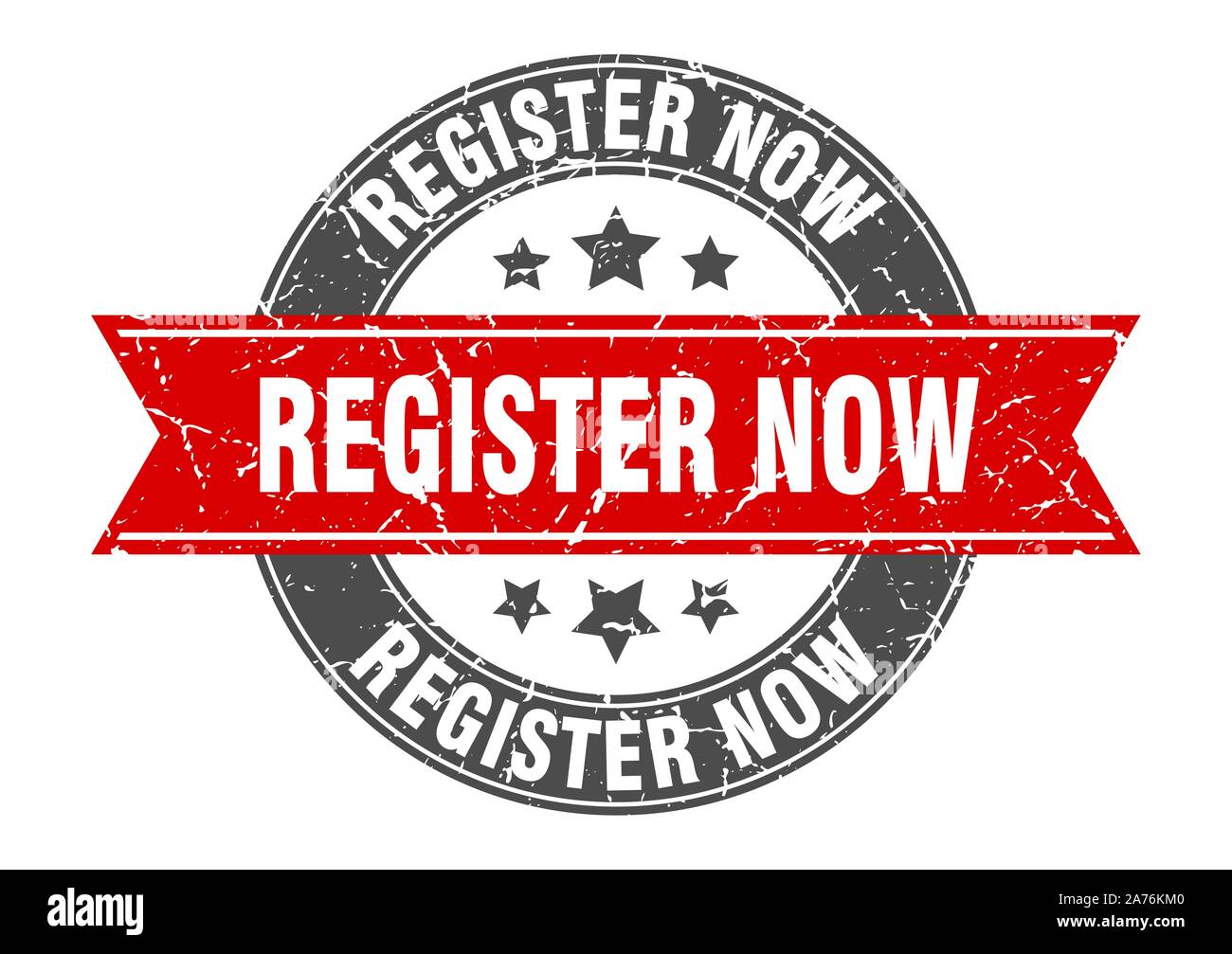 register now round stamp with red ribbon. register now Stock Vector ...