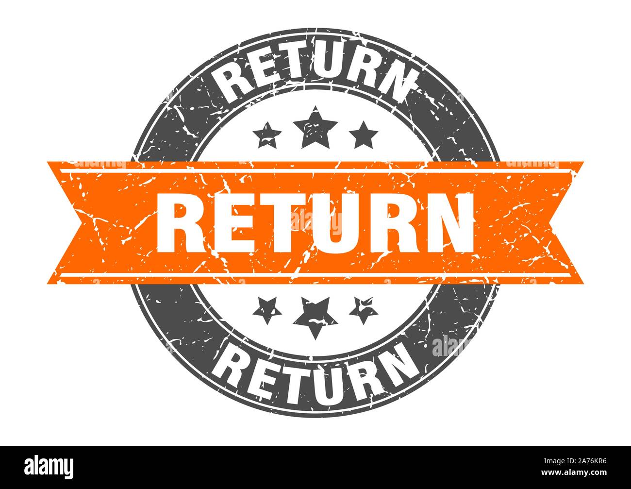 return round stamp with orange ribbon. return Stock Vector Image & Art ...