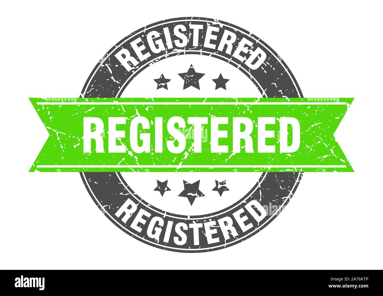 registered round stamp with green ribbon. registered Stock Vector Image ...