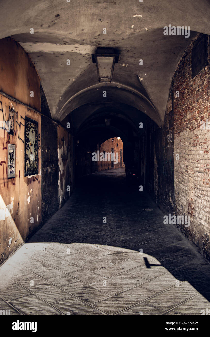 Tunnel on a urban scene in Pisa, Italy Stock Photo - Alamy