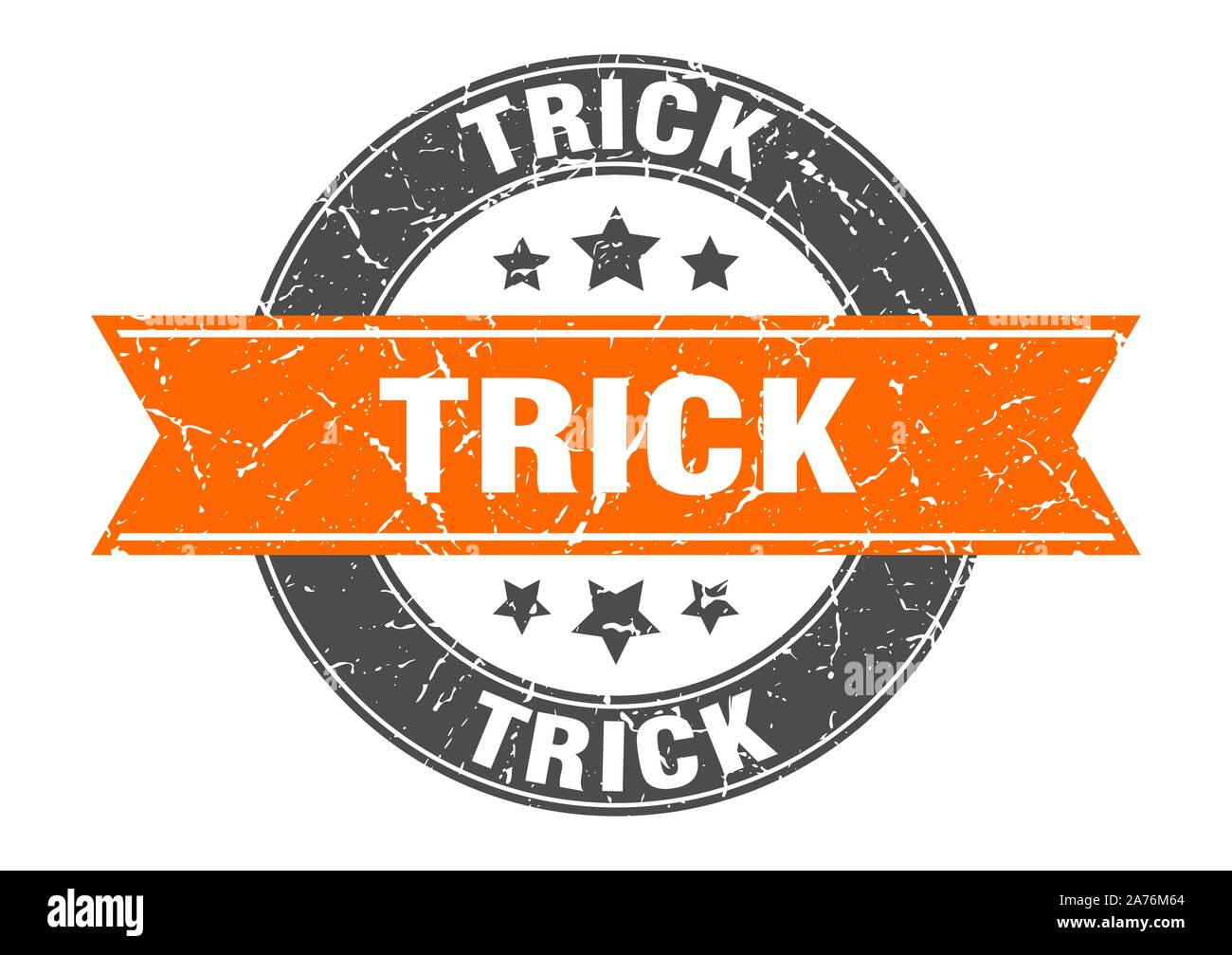 trick round stamp with orange ribbon. trick Stock Vector Image & Art ...