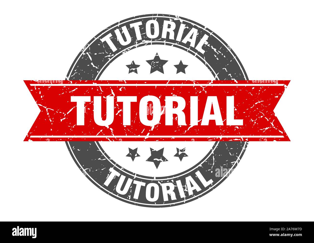 tutorial round stamp with red ribbon. tutorial Stock Vector Image & Art ...