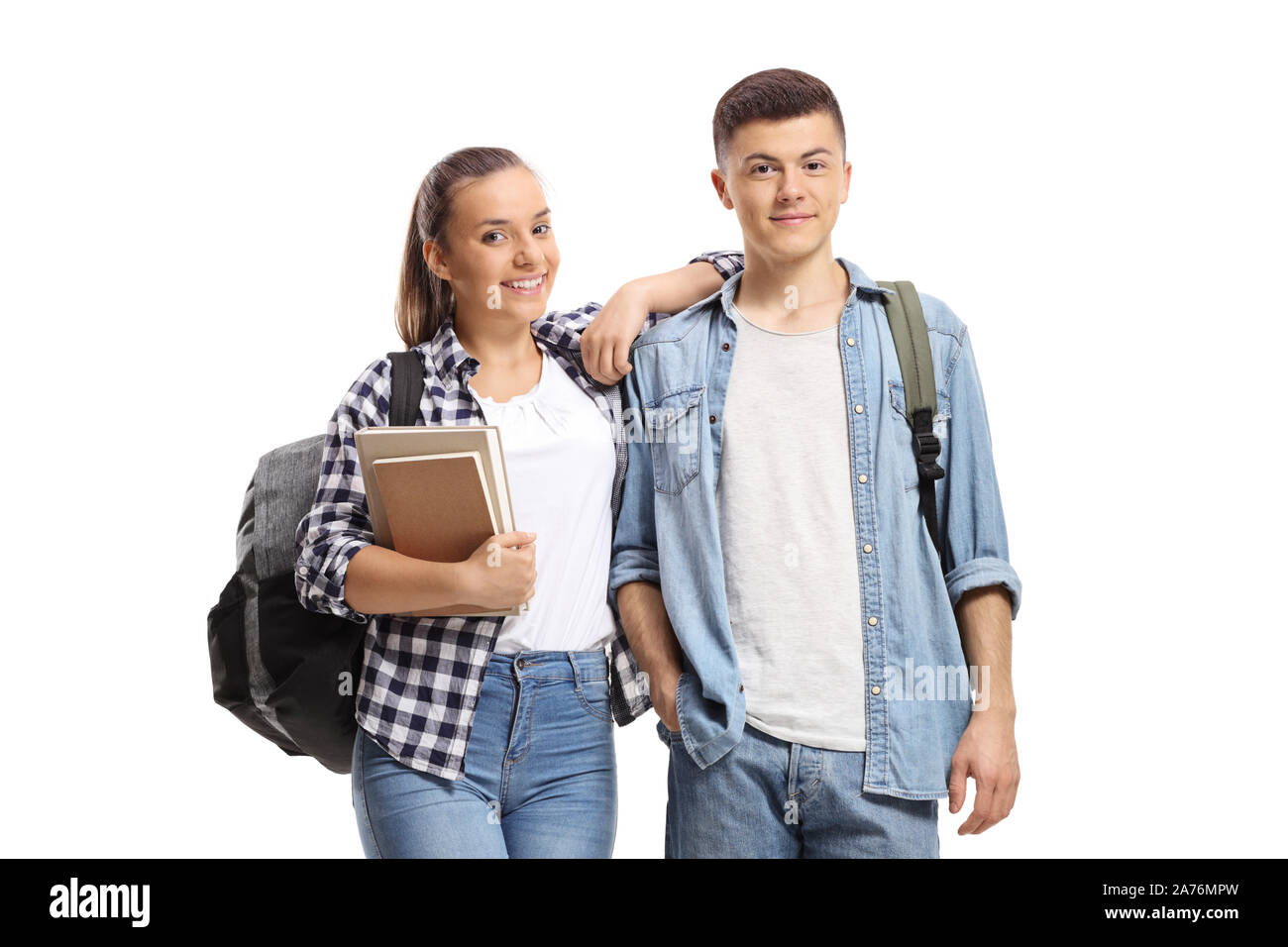 Happy teenage schoolgirl books backpack hi-res stock photography and ...