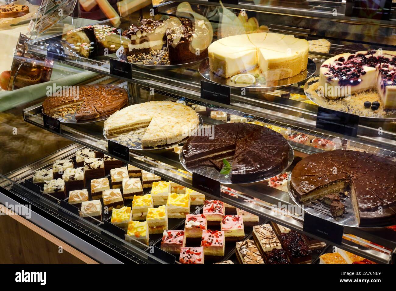 Various cakes on display, ANUGA food fair, Cologne, North Rhine ...
