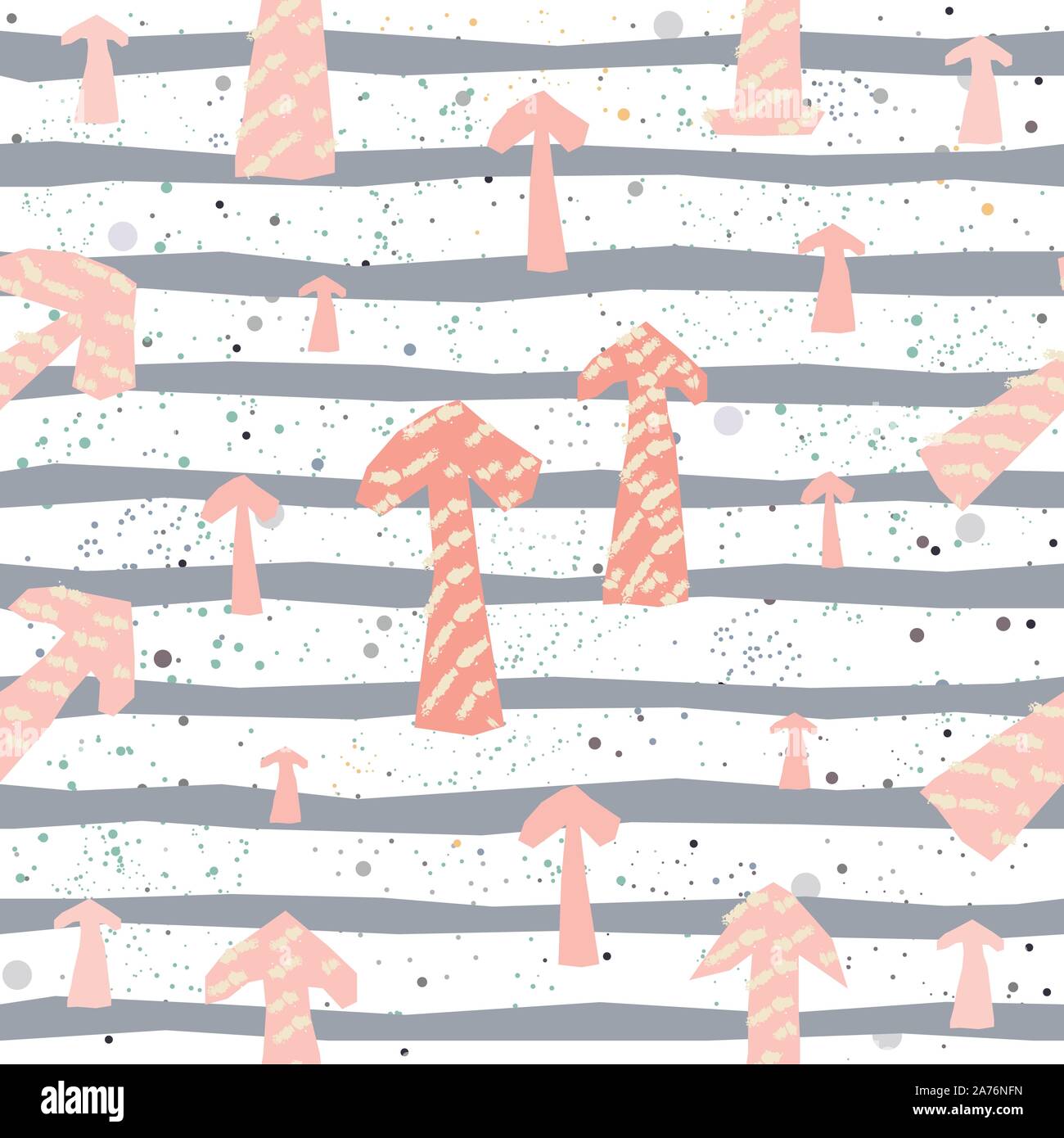 Childish Seamless Texture with Arrows. Hand Drawn Design With Brush ...