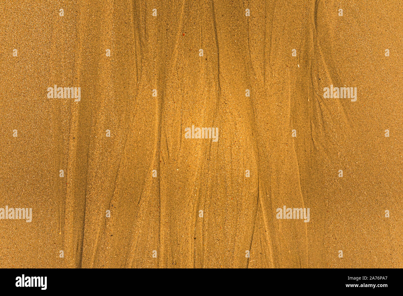 Close-up of sand with tidal ways and shells on the beach, full frame ...