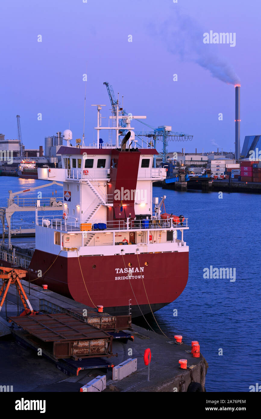 Cargo ship Tasman, Port of Dublin, County Dublin, Ireland Stock Photo ...