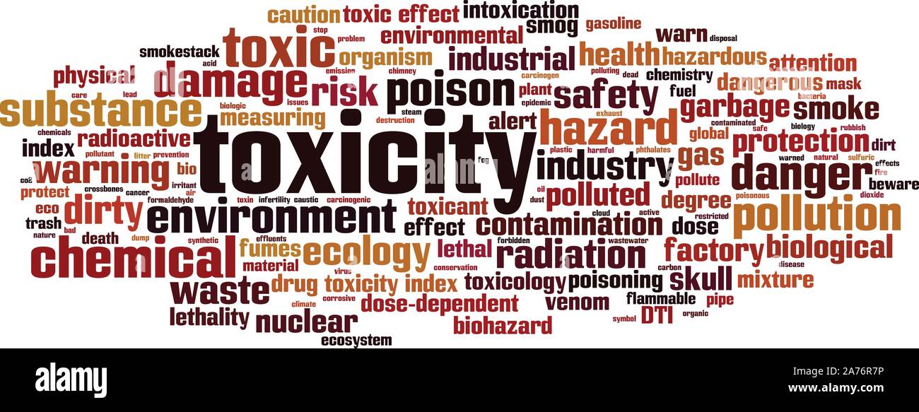 Toxicity word cloud concept. Collage made of words about toxicity ...