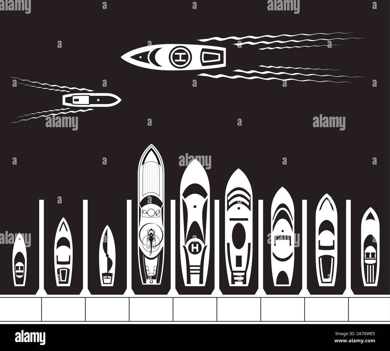 Yacht dock from above - vector illustration Stock Vector Image & Art ...