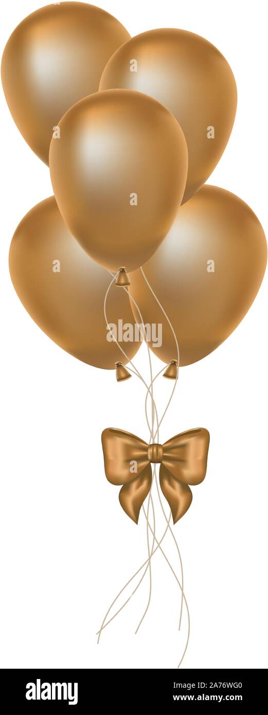 Golden Balloons Helium Floating Decorative Icons Stock Vector Image
