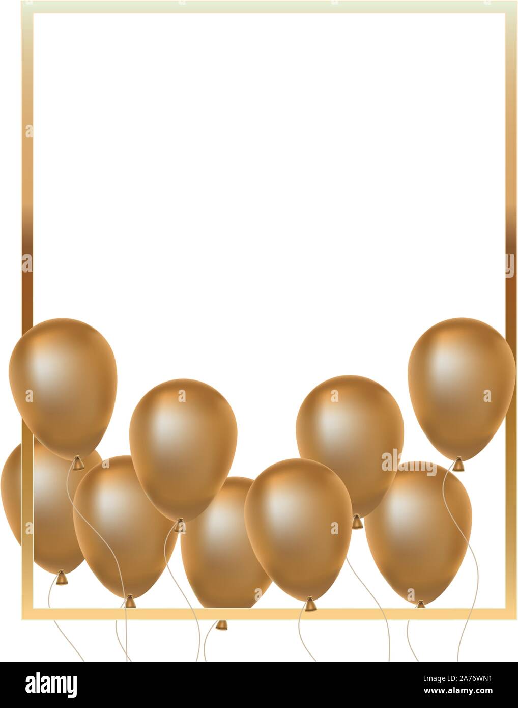 square frame with golden balloons helium floating Stock Vector Image ...