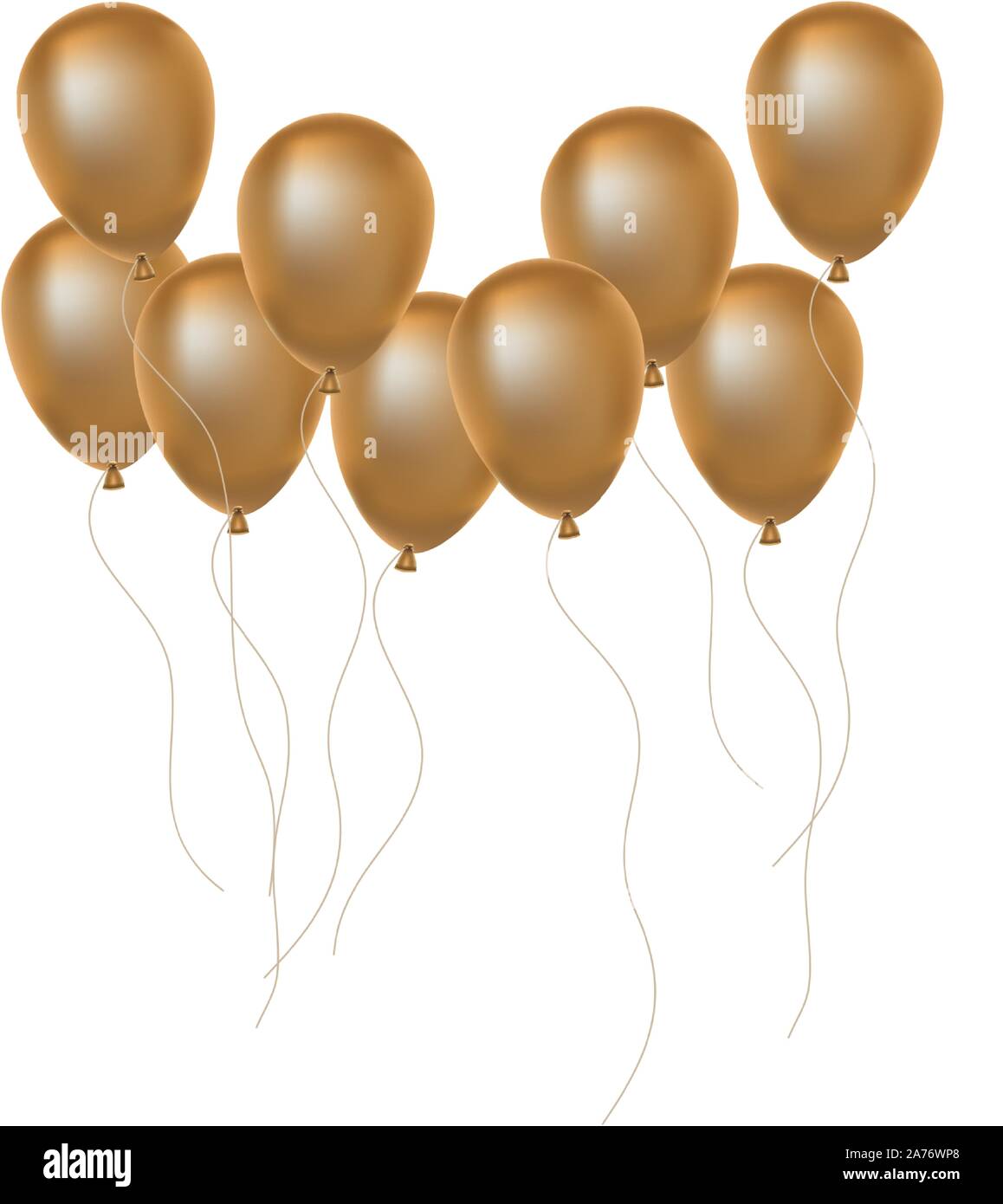 Golden Balloons Helium Floating Decorative Icons Stock Vector Image