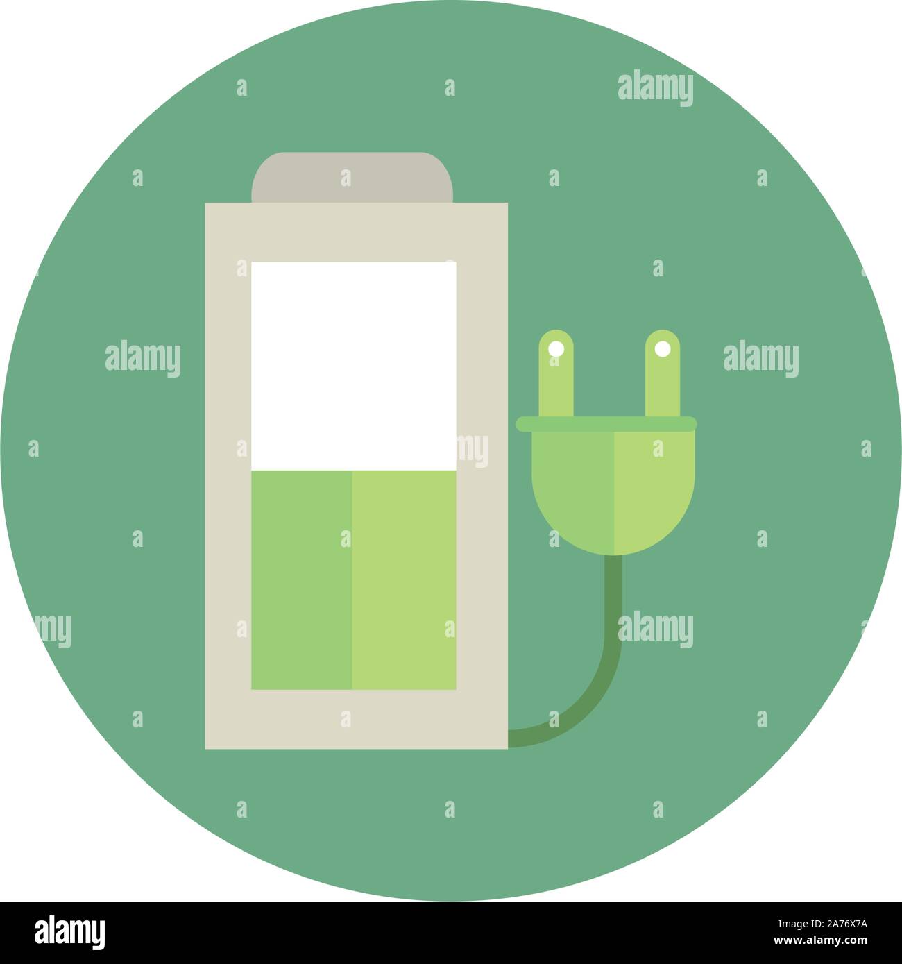 battery plug cable green energy block icon vector illustration Stock ...