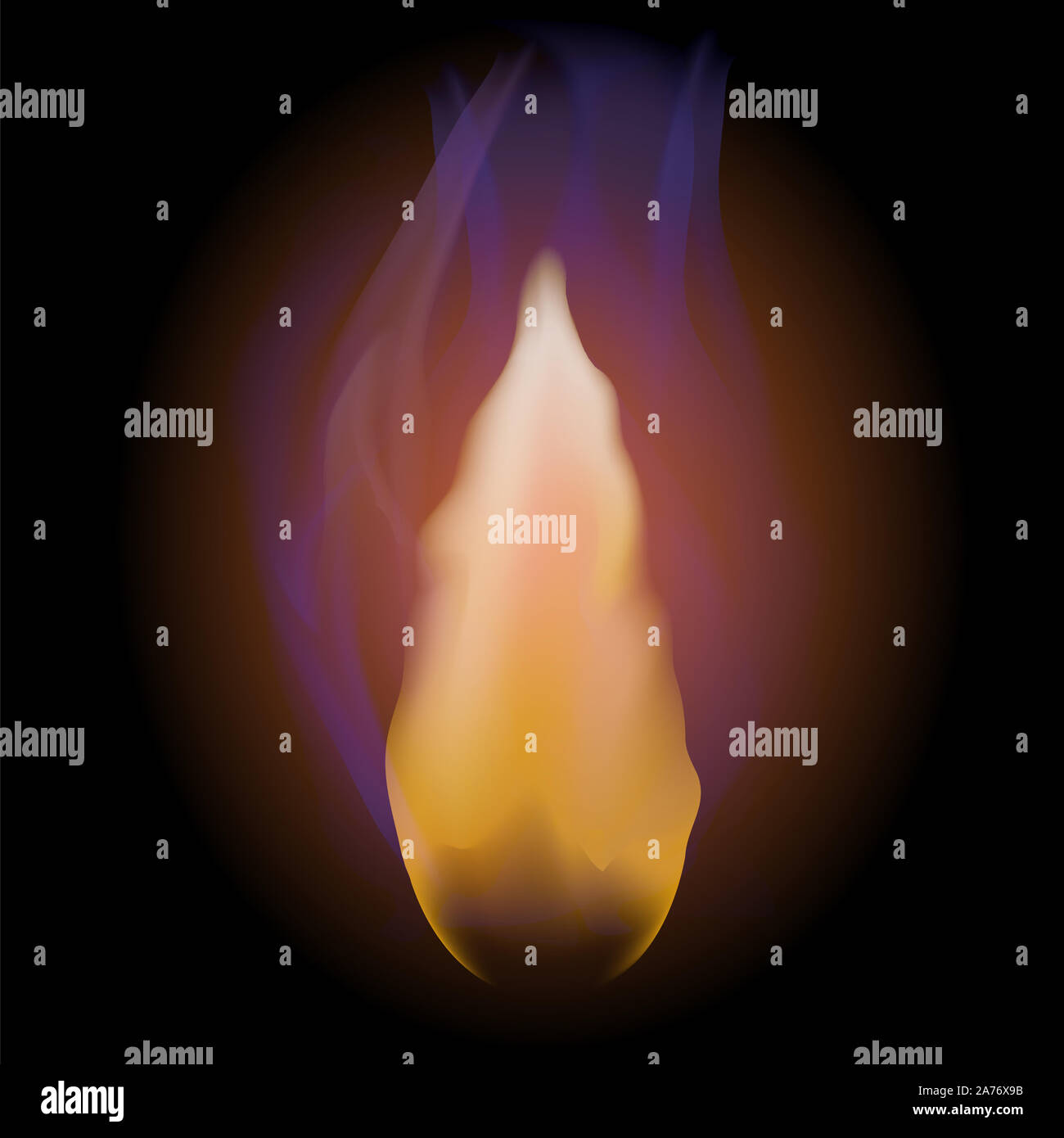 Flame Isolated over Black Background. Hot Red and Yellow Burning Fire ...