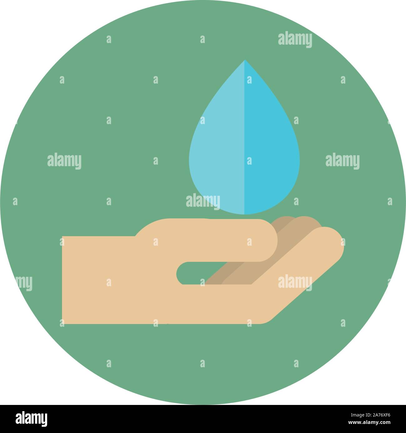 hand with drop water green energy block icon vector illustration Stock ...