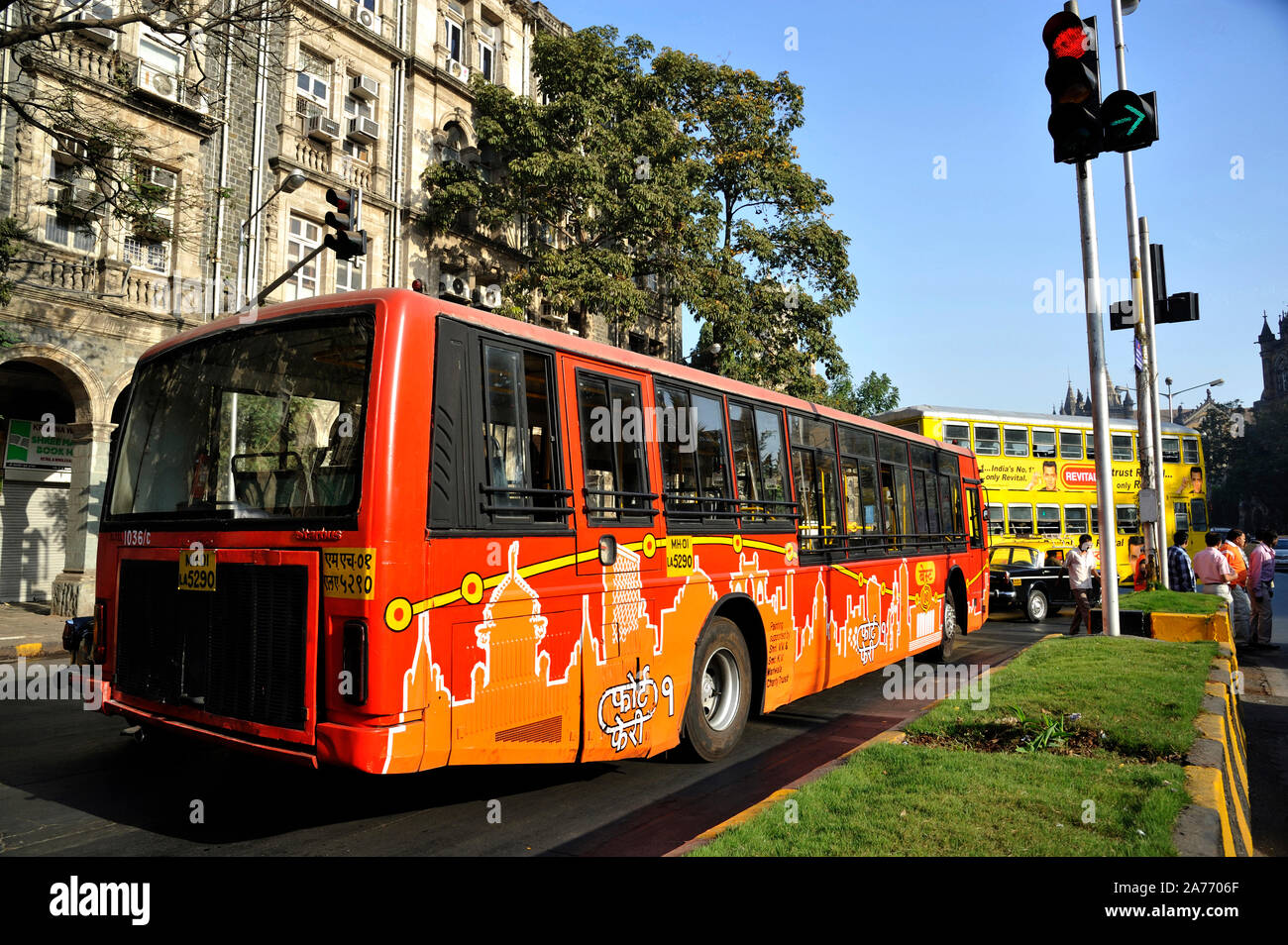 Mumbai; Maharashtra; India, Southeast Asia - BEST Bus" Fort Ferry" Four ...