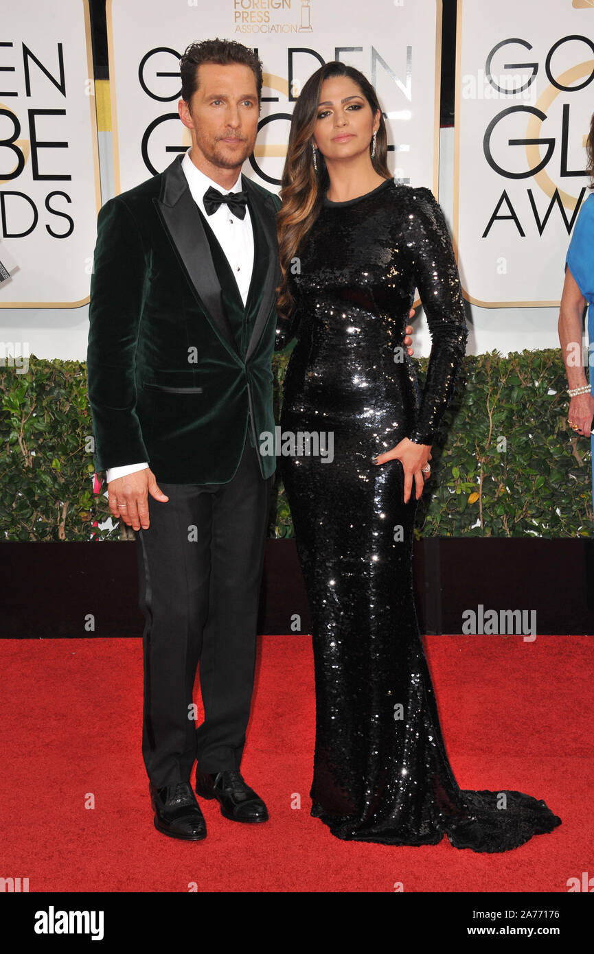 LOS ANGELES, CA - JANUARY 12, 2014: Matthew McConaughey & Camilla Alves ...