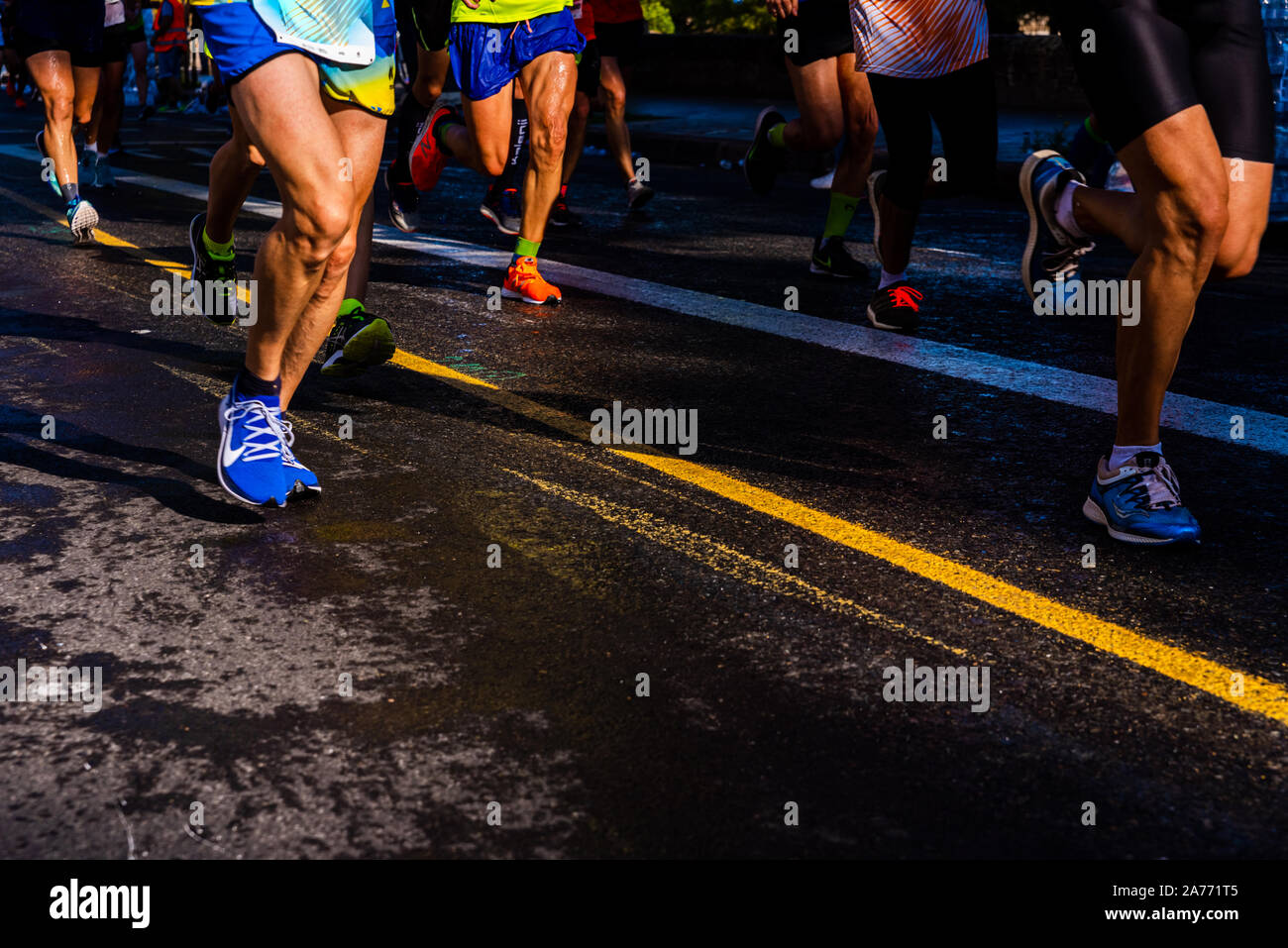 Valencia, Spain - October 27, 2019: Running athletes have powerful ...