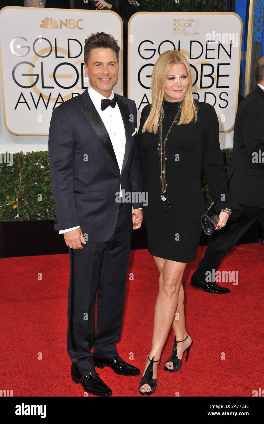 LOS ANGELES, CA - JANUARY 12, 2014: Rob Lowe & wife at the 71st Annual ...