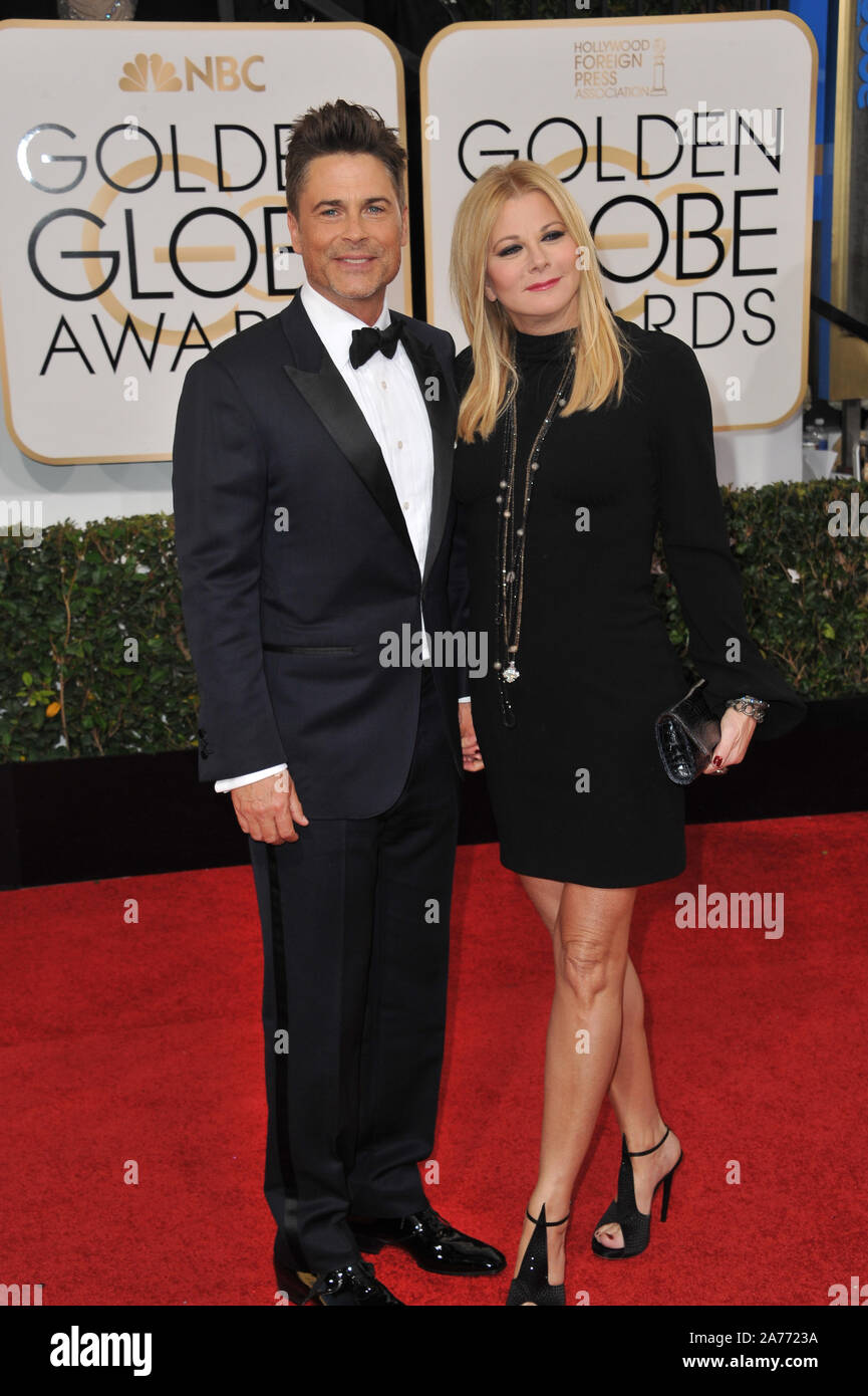LOS ANGELES, CA - JANUARY 12, 2014: Rob Lowe & wife at the 71st Annual ...
