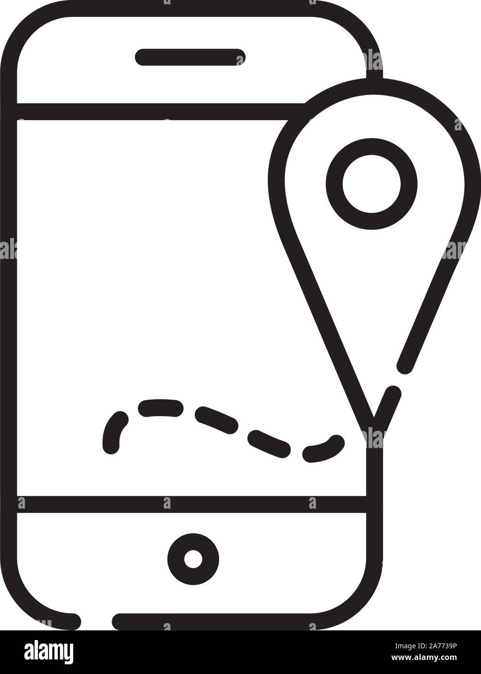 smartphone gps navigation pin tourism travel thick line vector ...