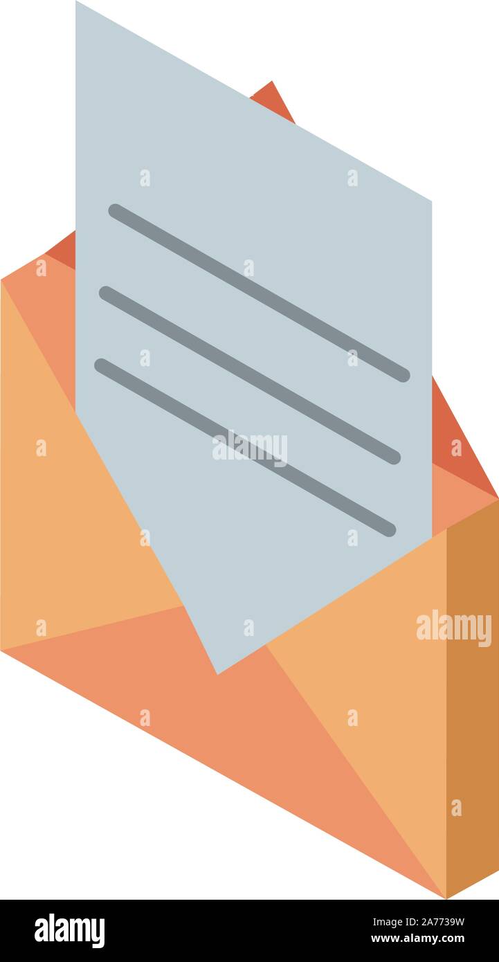 open envelope letter correspondence postal mail isometric vector ...