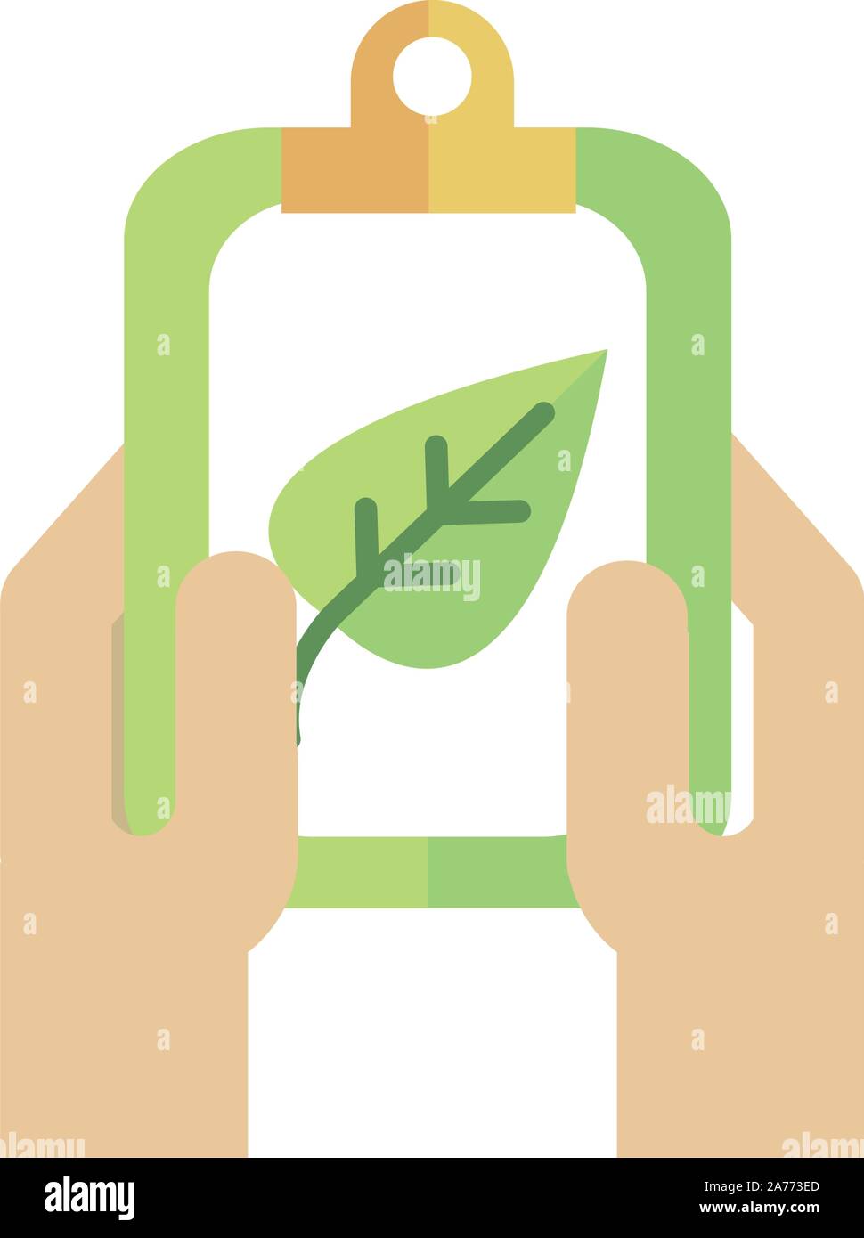 hands with clipboard leaf green energy icon vector illustration Stock ...