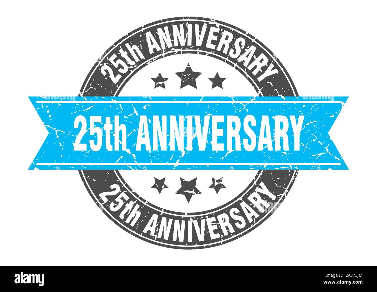 25th anniversary round stamp with turquoise ribbon. 25th anniversary ...