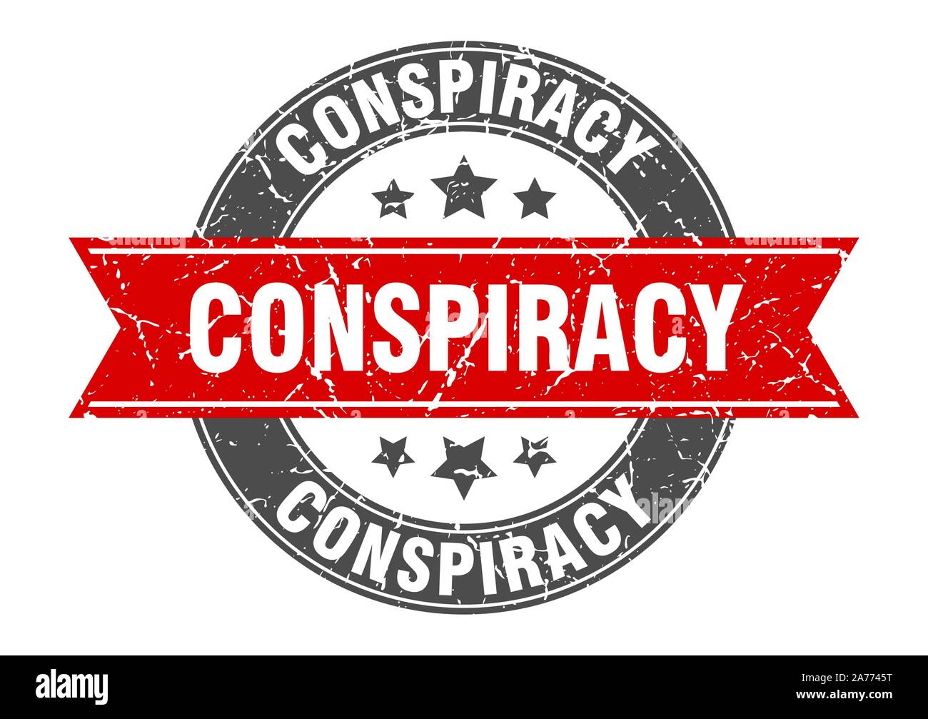 conspiracy round stamp with red ribbon. conspiracy Stock Vector Image ...