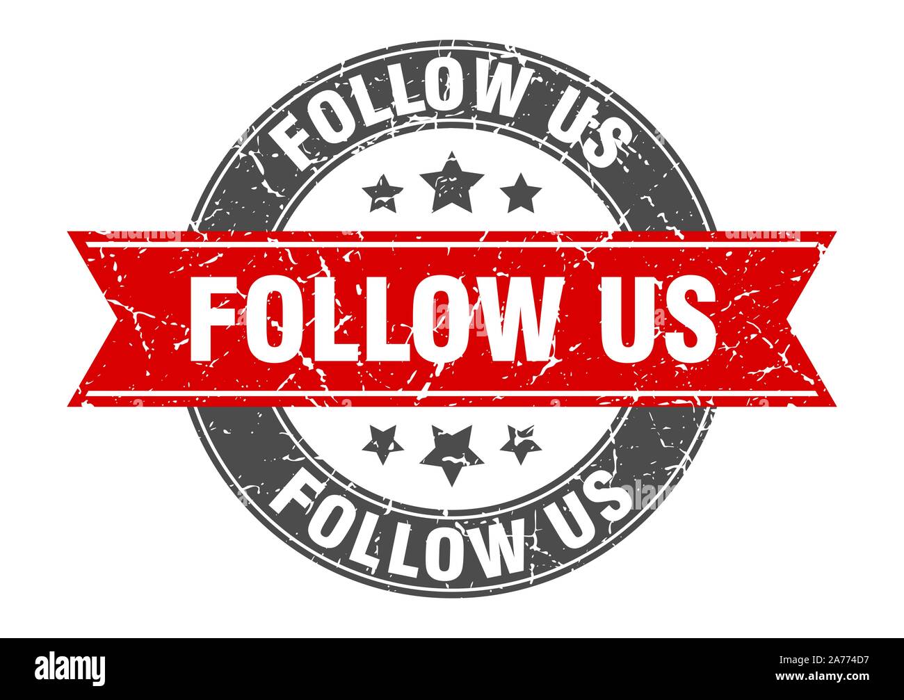 follow us round stamp with red ribbon. follow us Stock Vector Image ...