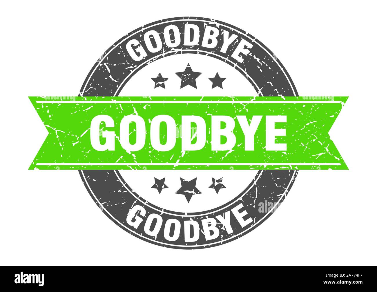 goodbye round stamp with green ribbon. goodbye Stock Vector Image & Art ...