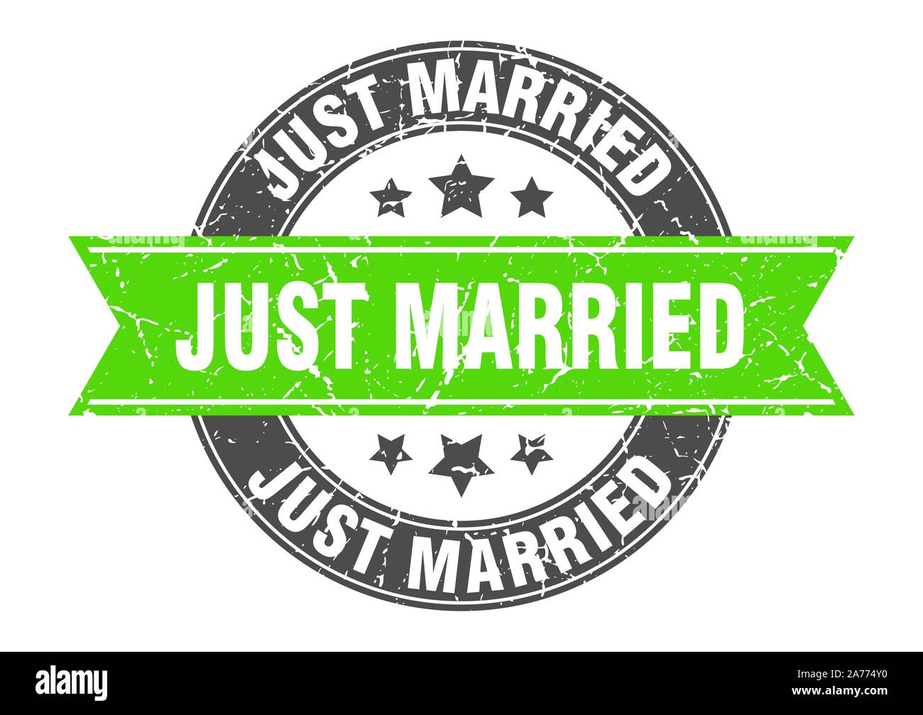 just married round stamp with green ribbon. just married Stock Vector ...