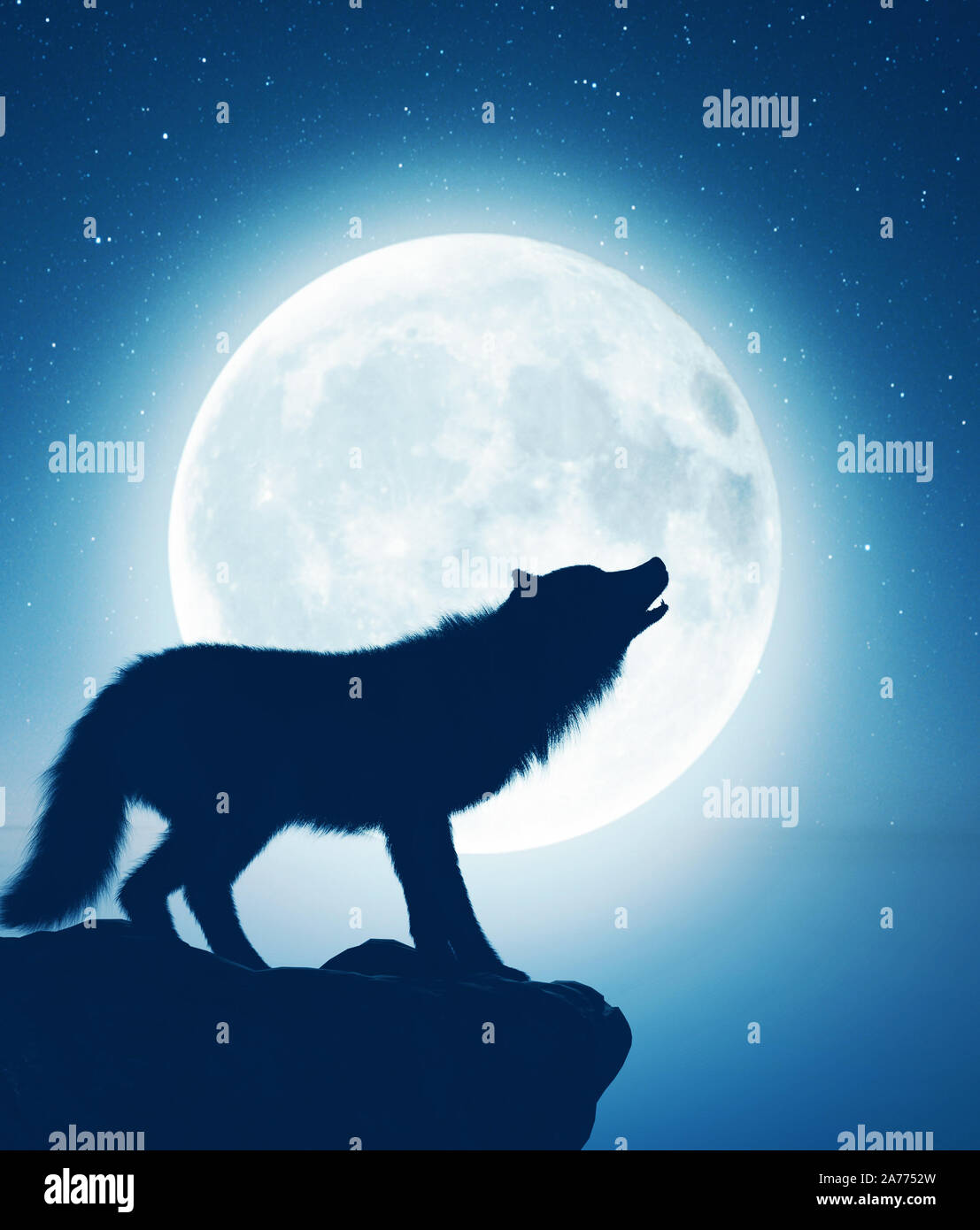 Wolves howling at moon hi-res stock photography and images - Alamy