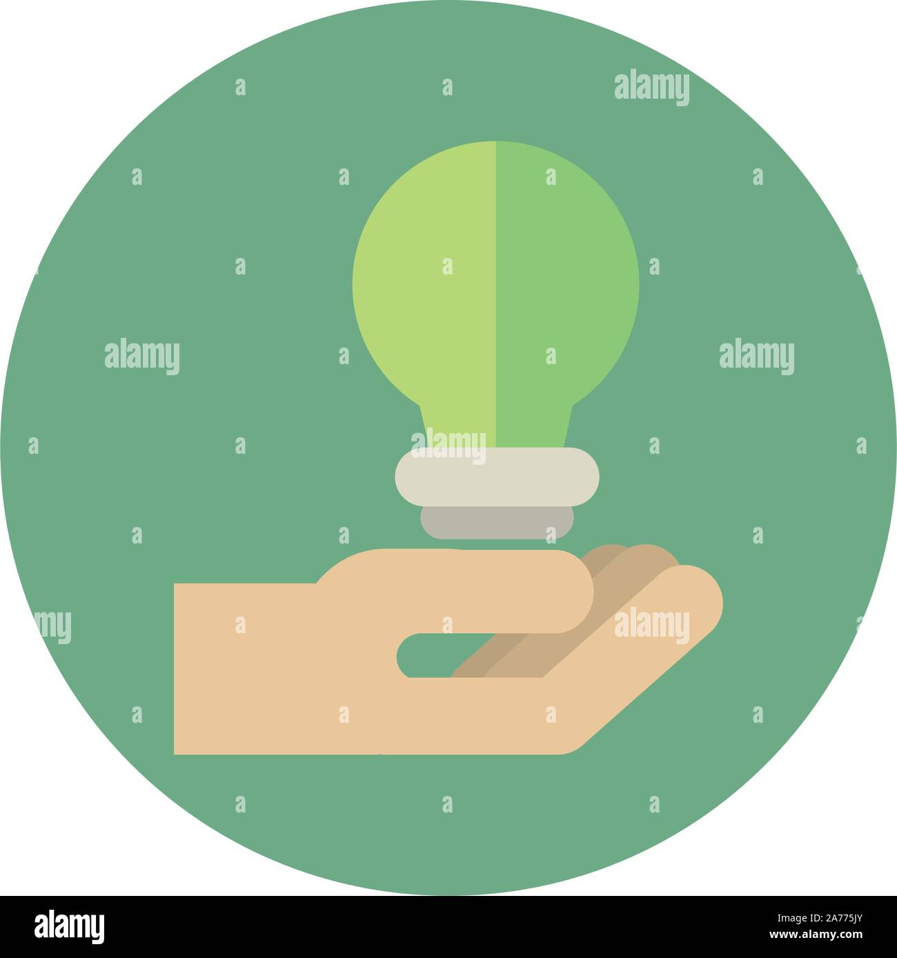 hand with saving light bulb green energy block icon vector illustration ...
