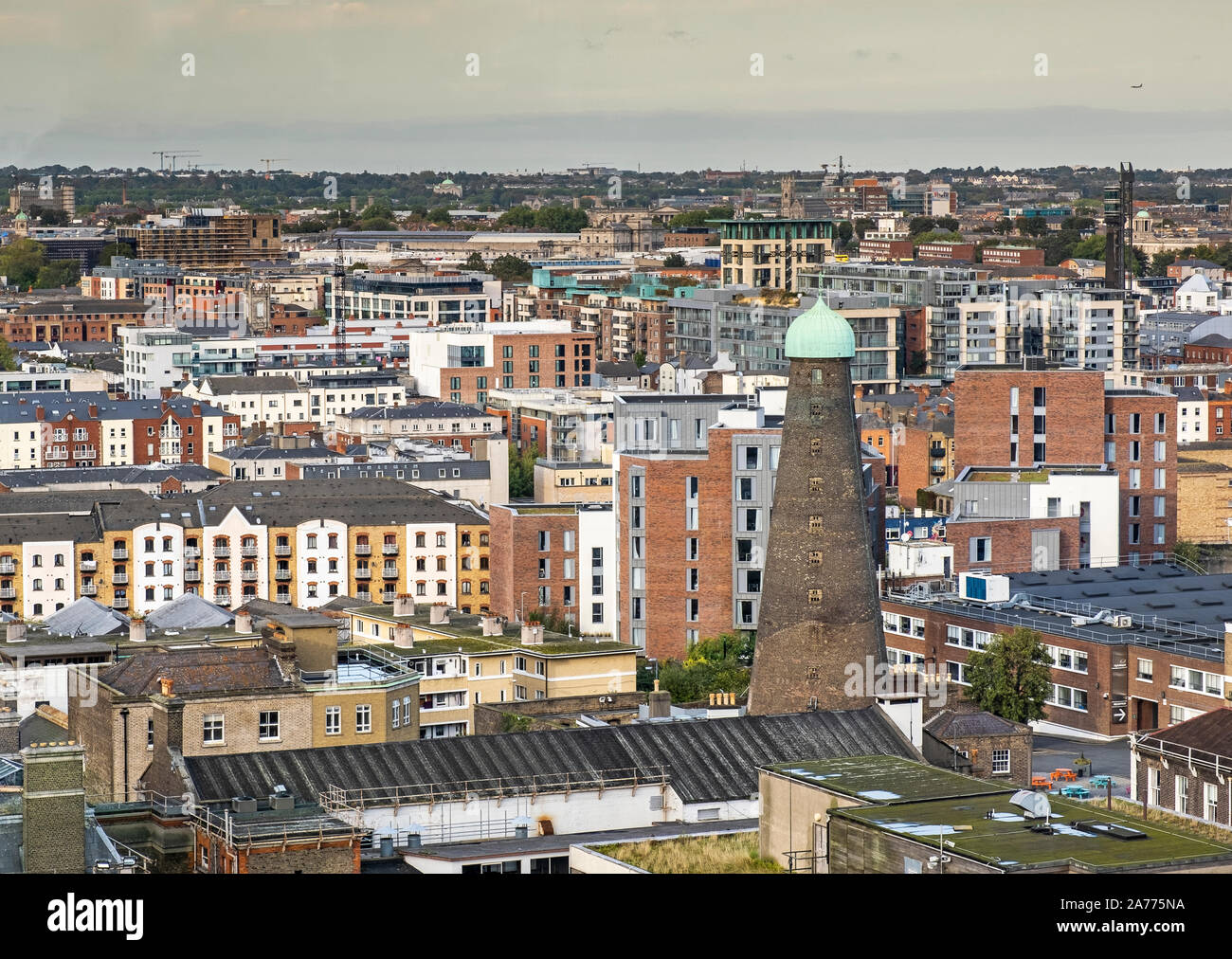 Skyline. At right St. Patrick's Tower, Dublin, Ireland Stock Photo - Alamy