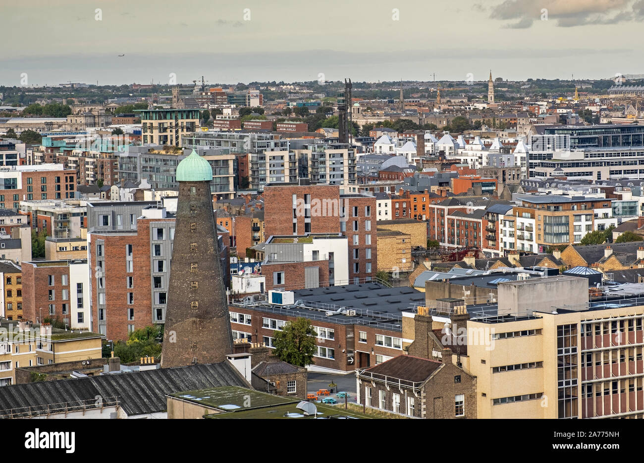 Skyline. At left St. Patrick's Tower, Dublin, Ireland Stock Photo - Alamy