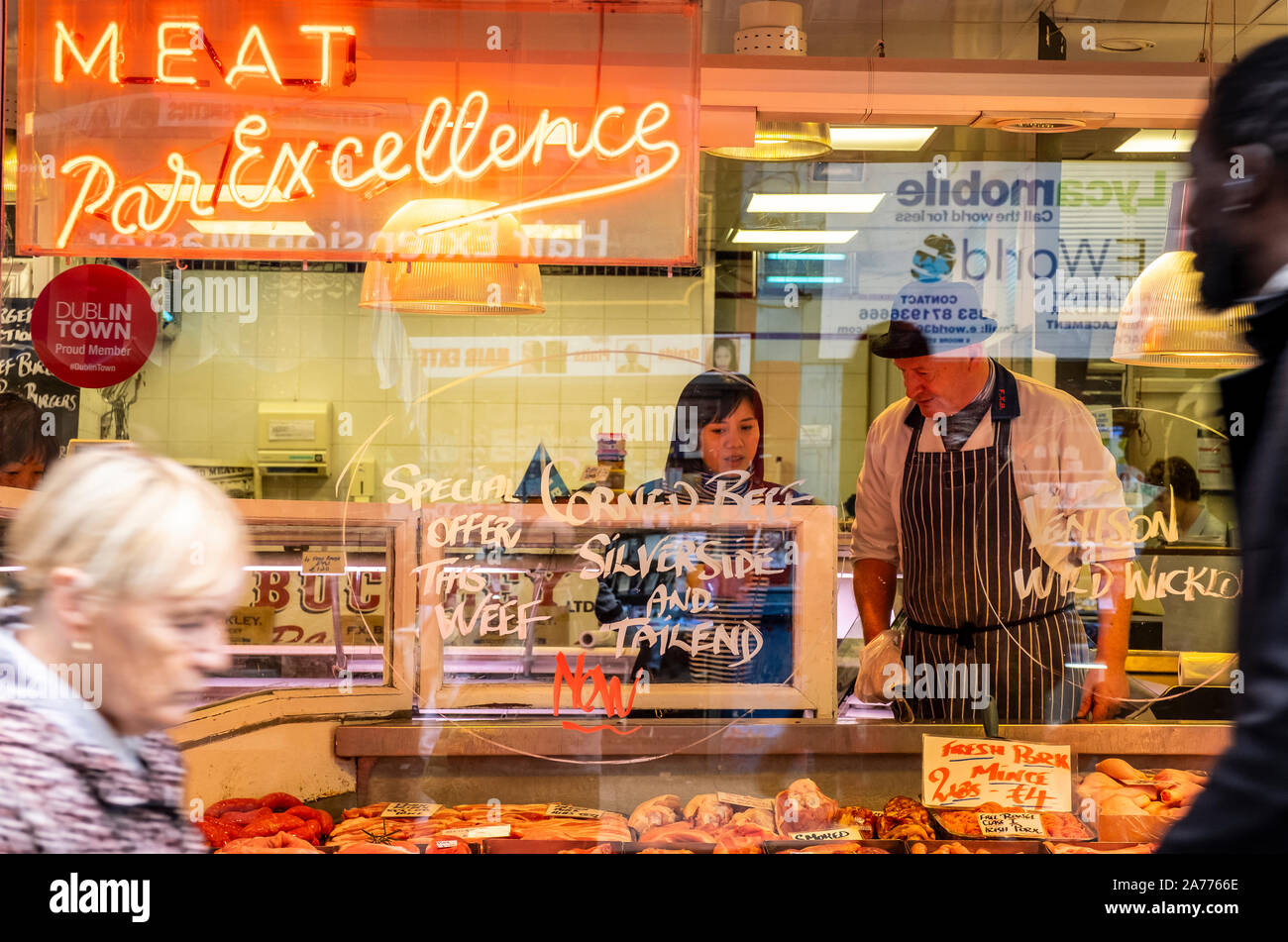 Butcher shop, in Moore street market, Dublin, Ireland Stock Photo - Alamy