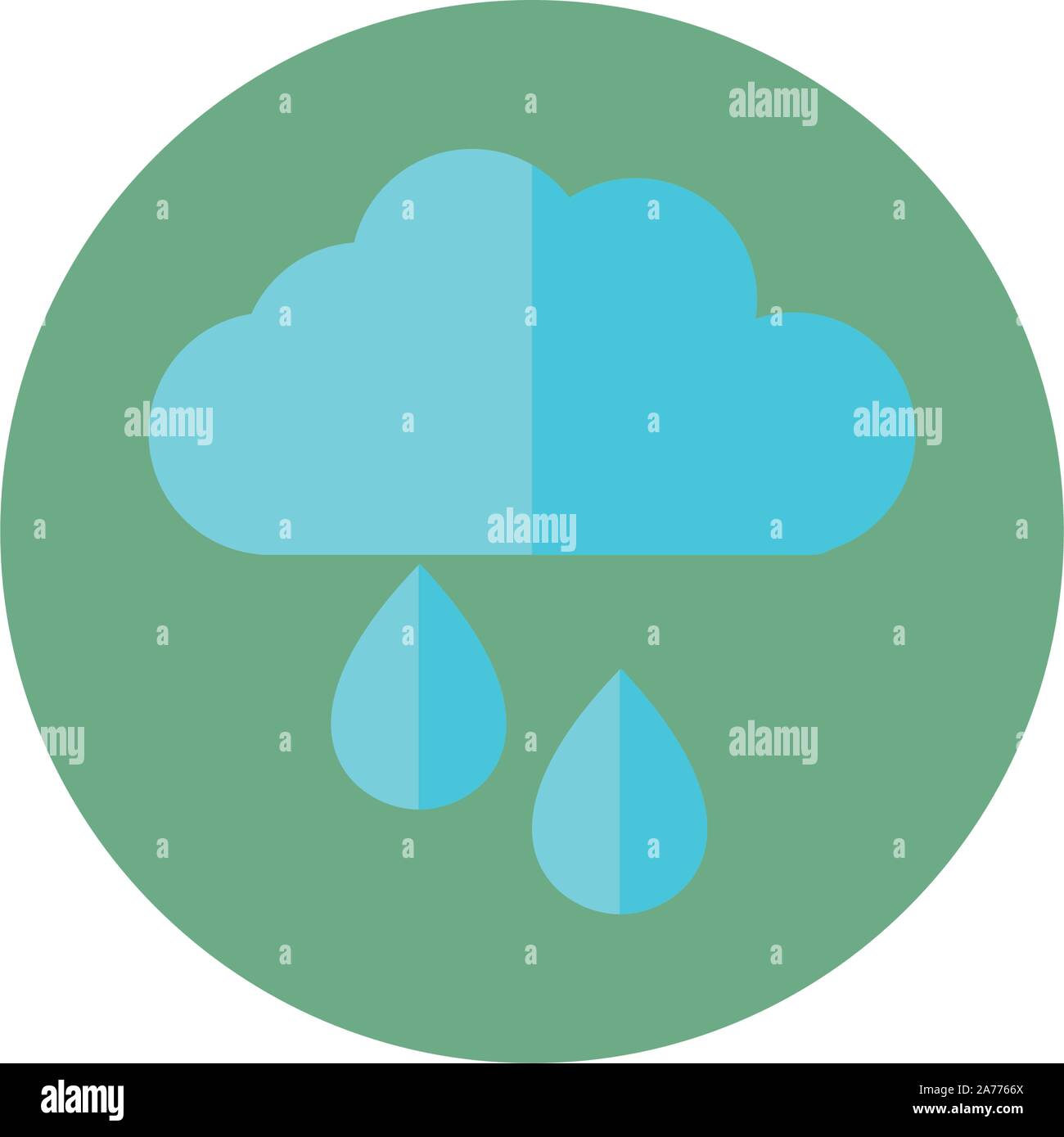 cloud drops rain green energy block icon vector illustration Stock ...