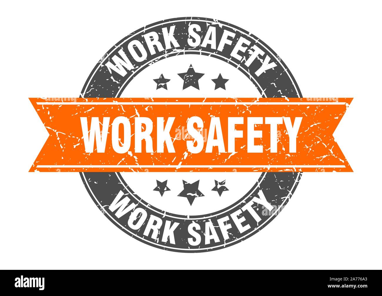 work safety round stamp with orange ribbon. work safety Stock Vector ...