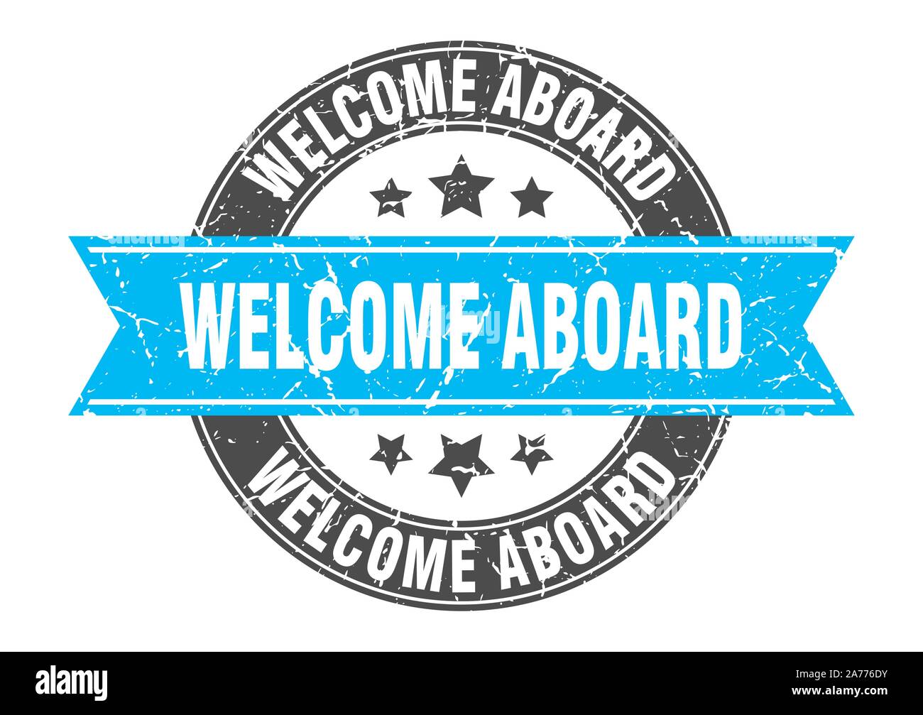 welcome aboard round stamp with turquoise ribbon. welcome aboard Stock ...