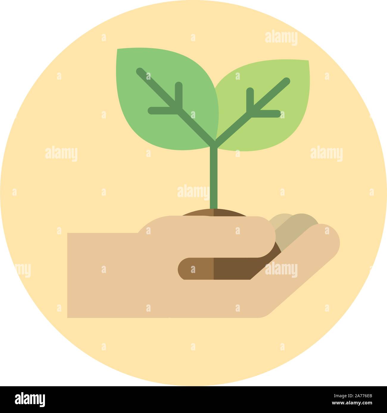 hand with plant green energy block icon vector illustration Stock ...