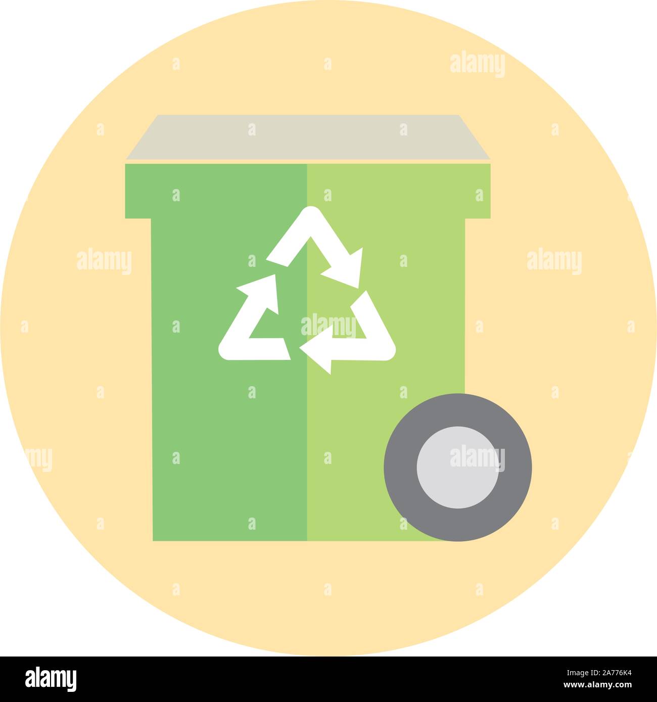 bin recycle waste with wheel green energy block icon vector ...