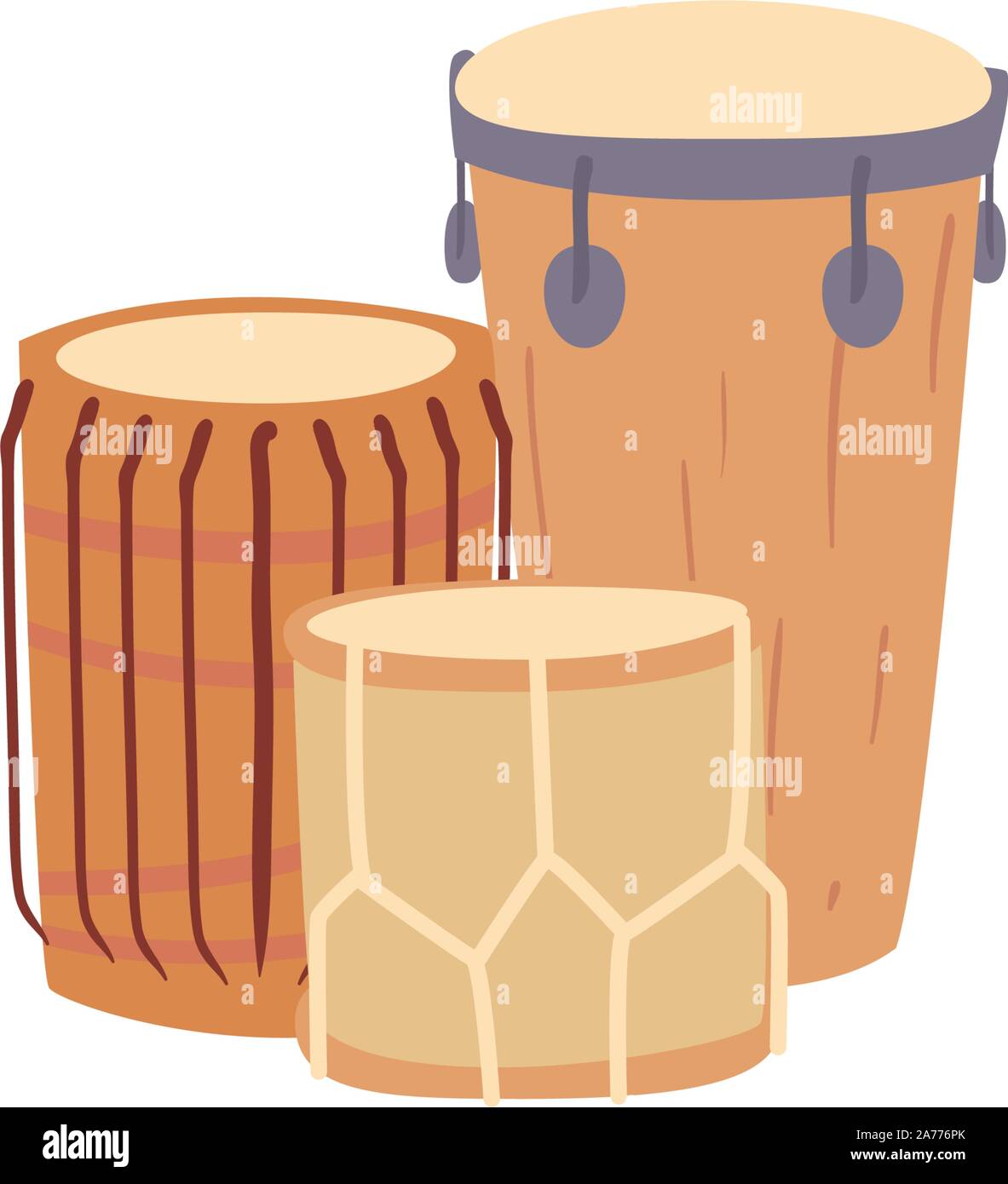 set of percussion instrument on white background vector illustration ...