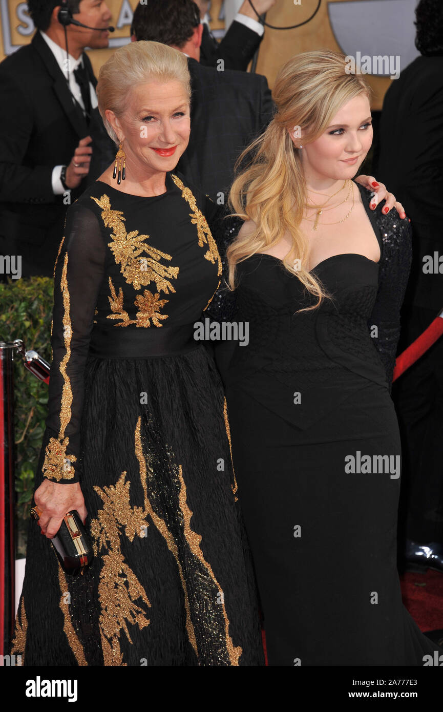 LOS ANGELES, CA - JANUARY 18, 2014: Dame Helen Mirren & Abigail Breslin ...