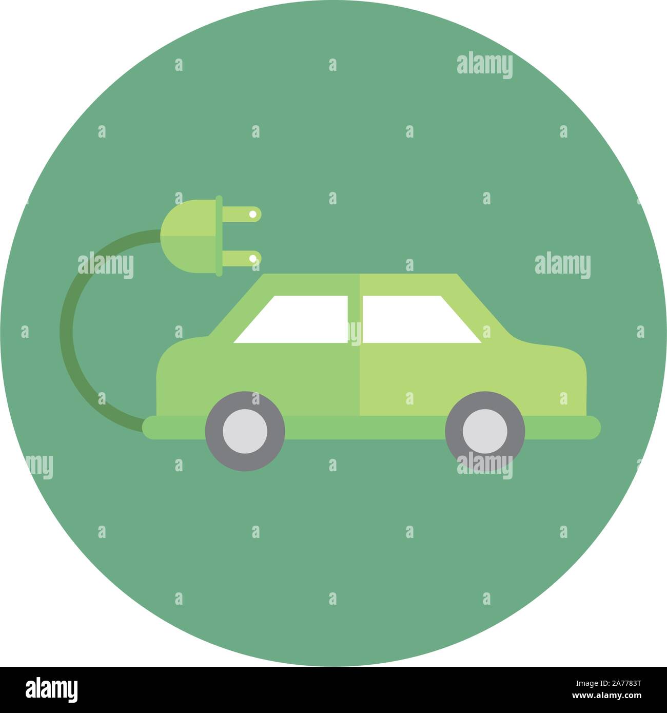 electric car plug green energy block icon vector illustration Stock ...