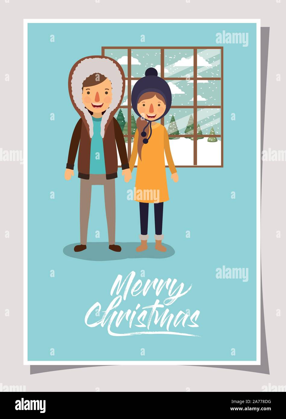 family members celebrating christmas in the house Stock Vector Image ...