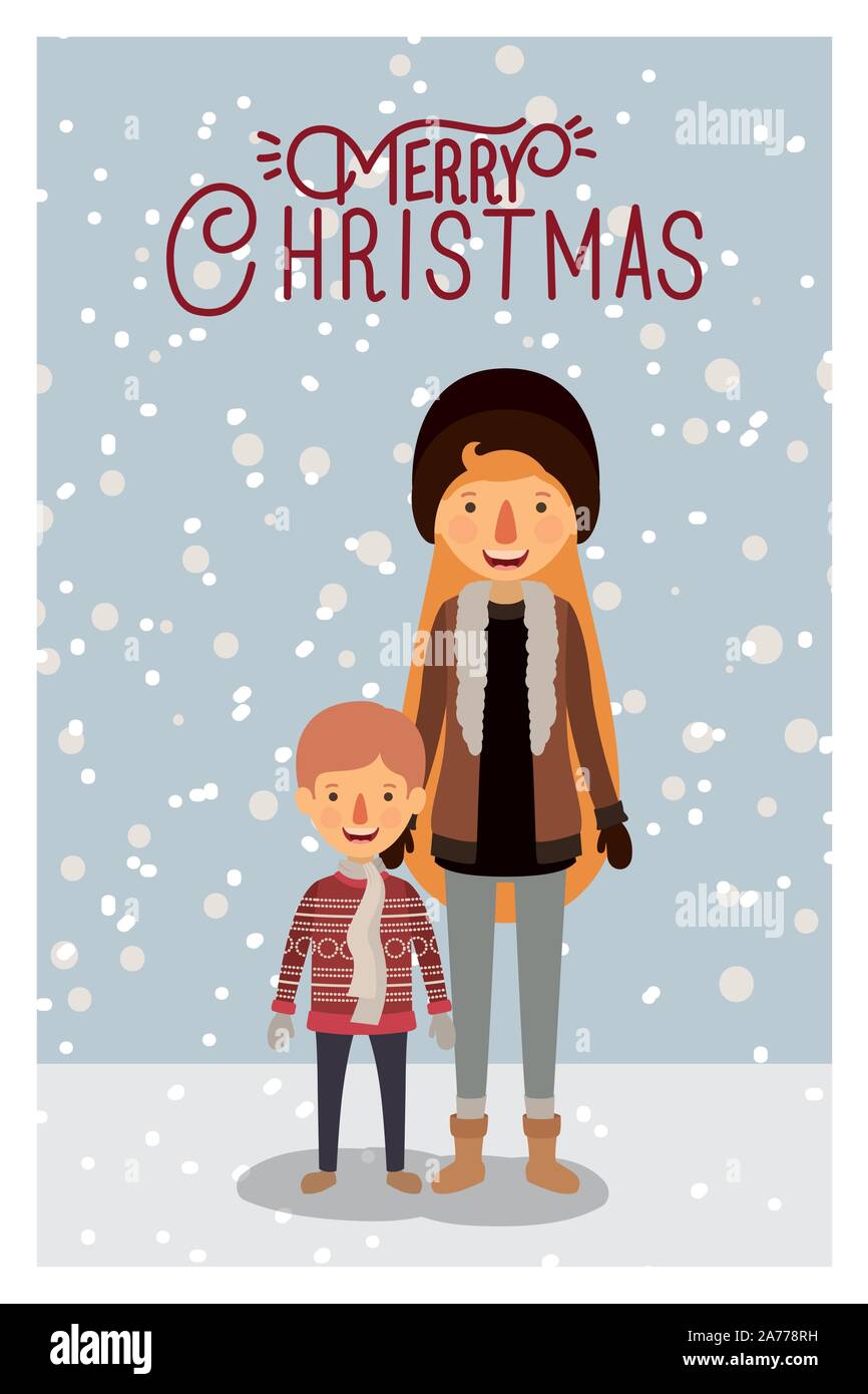 family members celebrating christmas characters Stock Vector Image ...