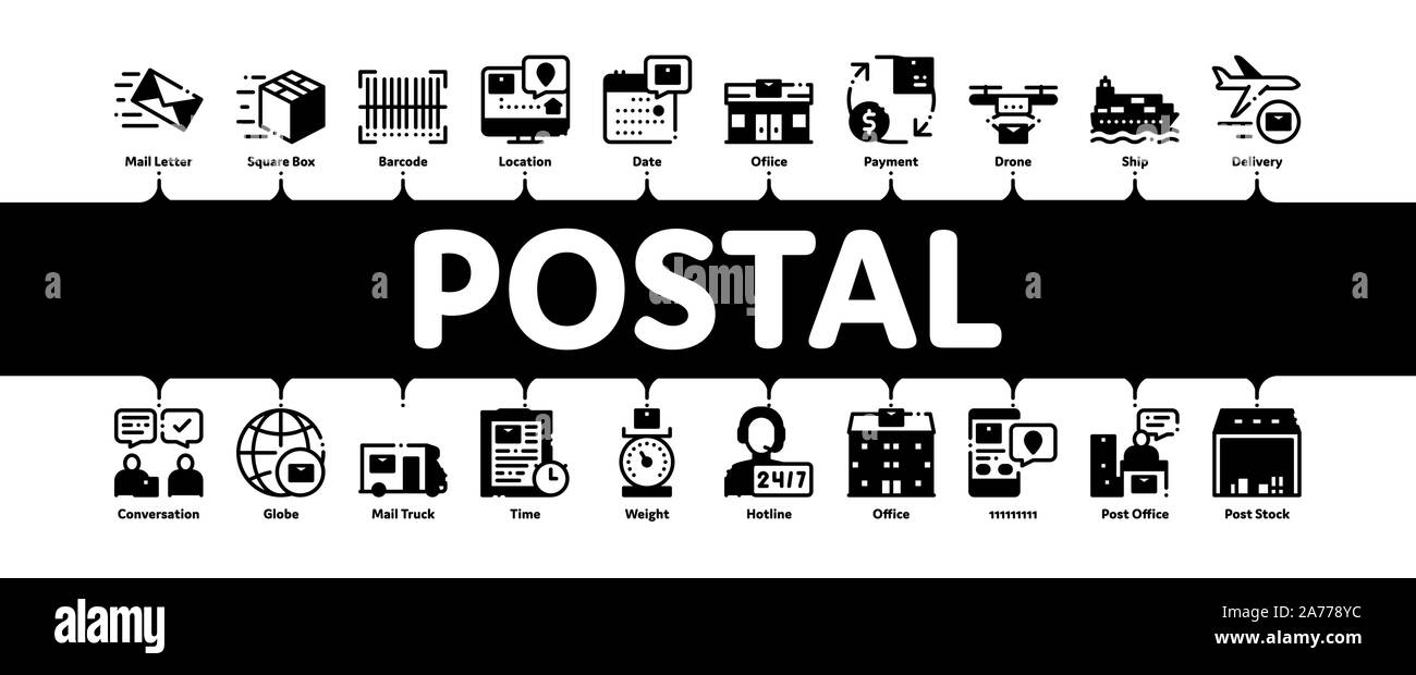 Postal Transportation Company Minimal Infographic Banner Vector Stock ...