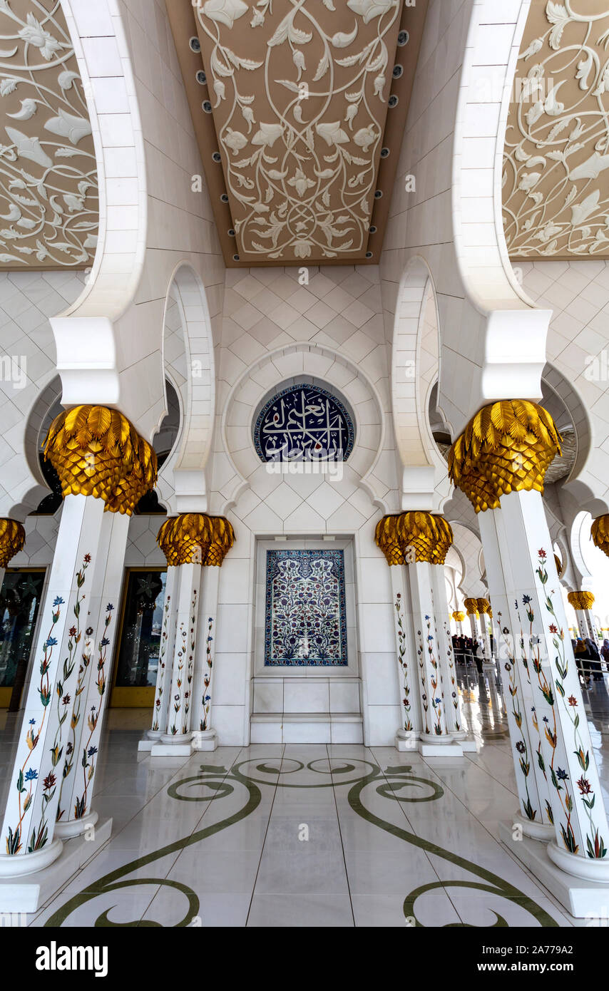 View of the many Turkish Iznik tiles panels decorating the walls of the ...
