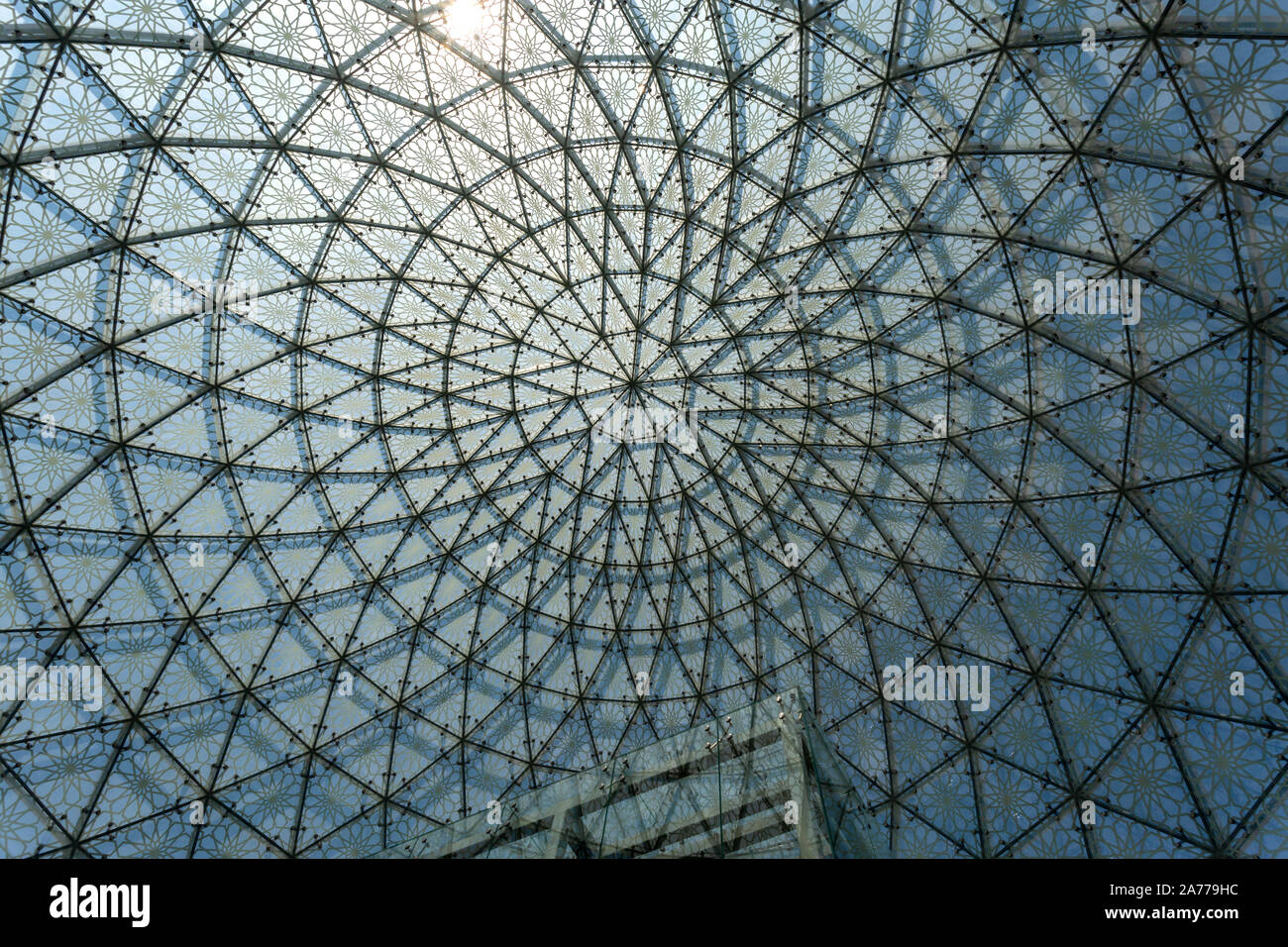 Glass dome of the visitor center at the Sheikh Zayed Grand Mosque in ...
